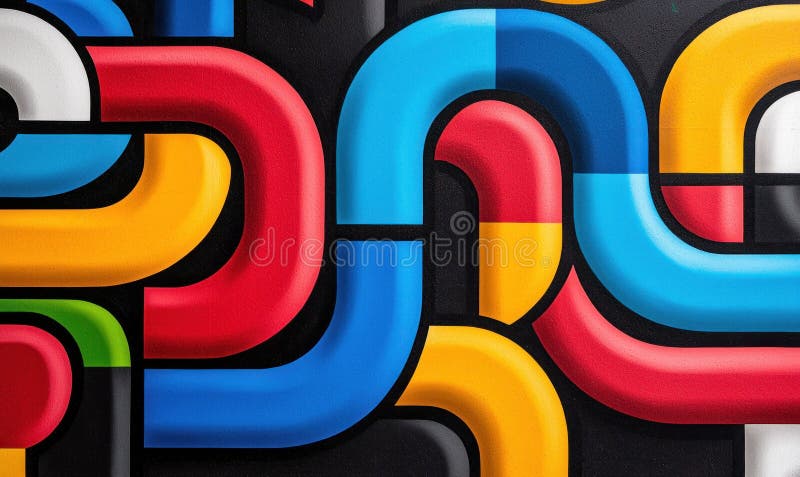 A Network of Vibrant, Colorful Pipes Curves and Connects in an Abstract ...