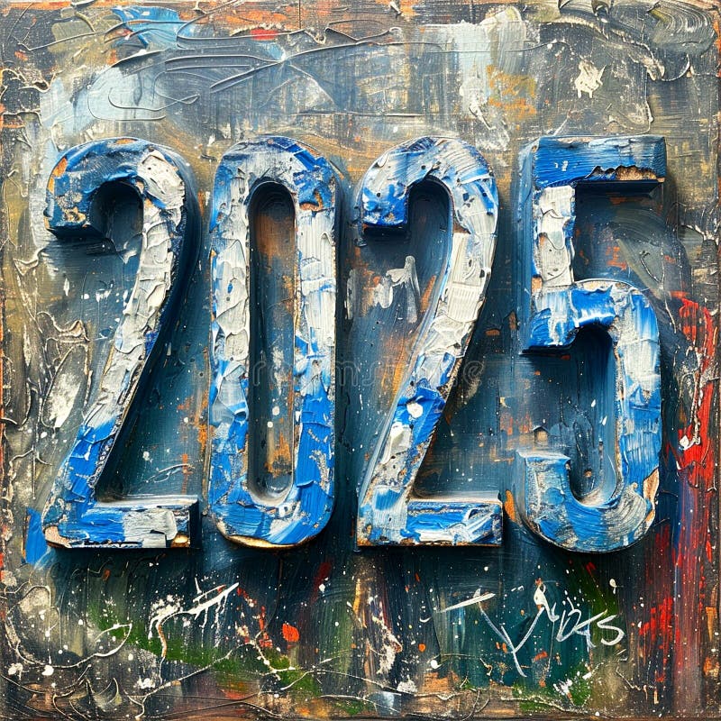 Vibrant Artwork Featuring the Year 2025, Showcasing Dynamic Colors and ...