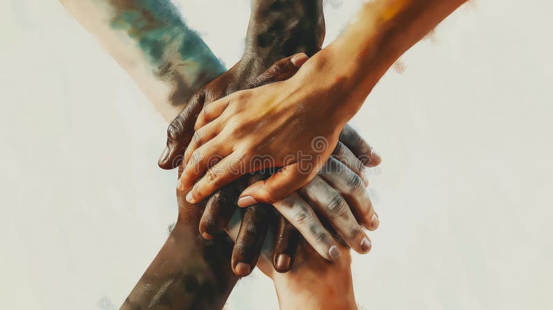 A Vibrant Artwork of Multiple Hands Clasped Together in Unity, Showing ...