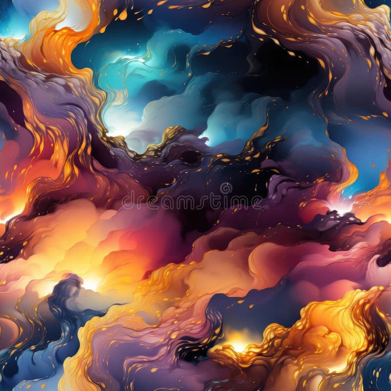 Vibrant Artwork with Overlapping Clouds and Flame-like Effect (tiled ...