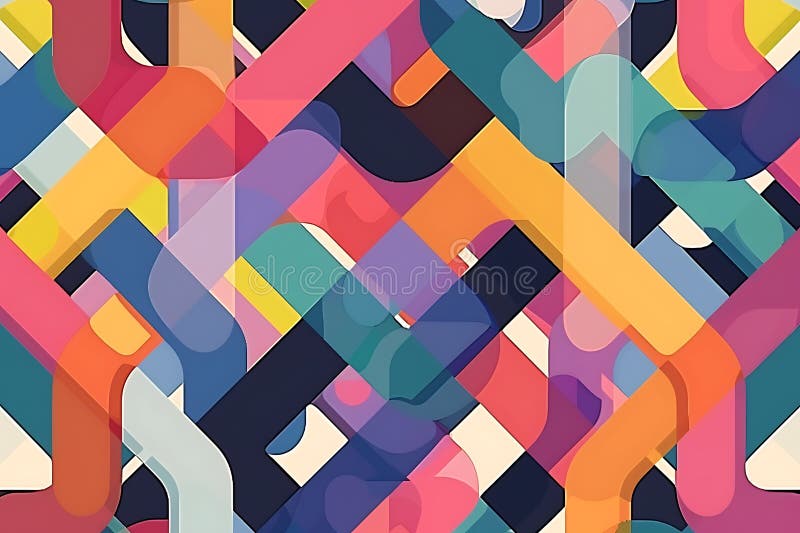 Abstract Colorful Interlocking Geometric Shapes Artwork Stock ...