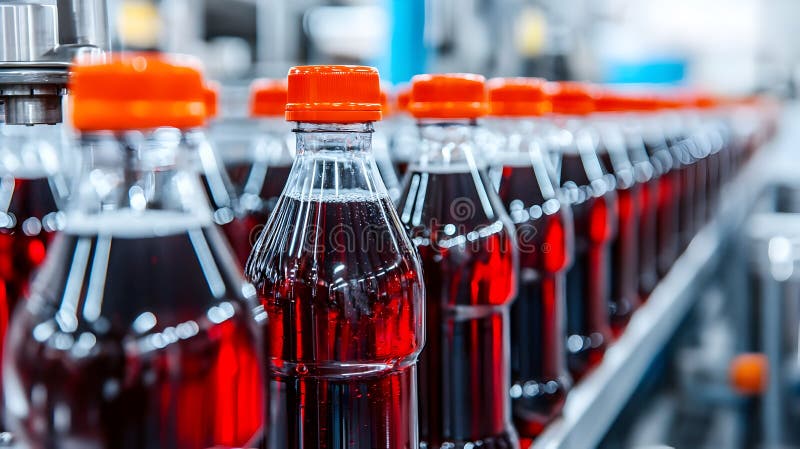 A Vibrant Assembly Line of Bottled Beverages Ready for Distribution ...