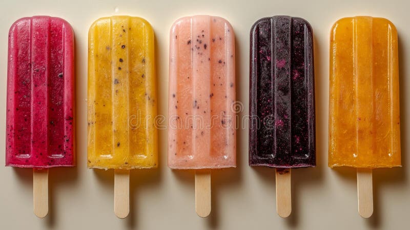 Vibrant Assorted Popsicles on Neutral Background Generative AI Stock ...