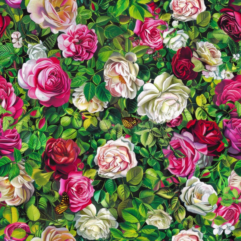 Vibrant Assorted Roses Background with Butterfly Stock Image - Image of ...