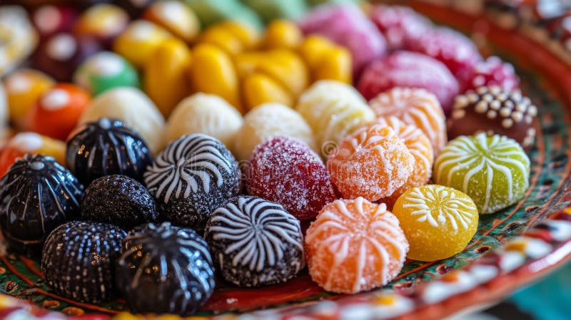 Vibrant Assortment of Colorful Artisan Candies on Decorative Plate ...
