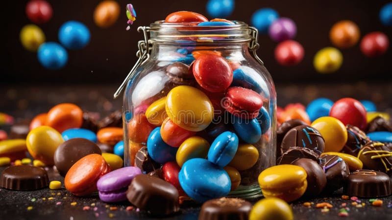 A Vibrant Assortment of Colorful Candies and Chocolates Spilling from a ...