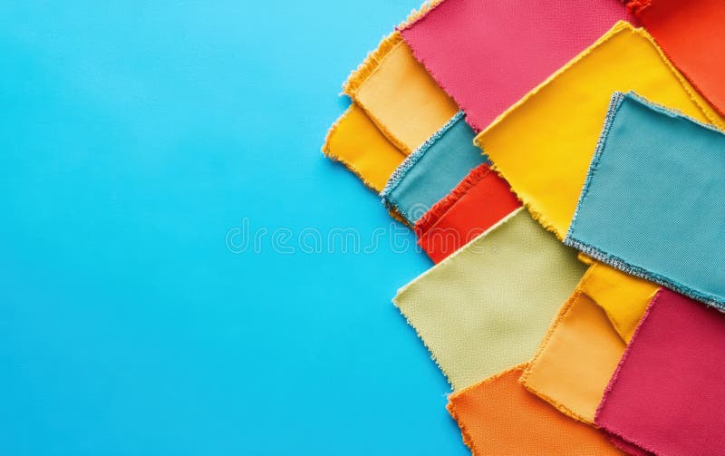 A Vibrant Assortment of Colorful Cloths Arranged on a Blue Surface ...