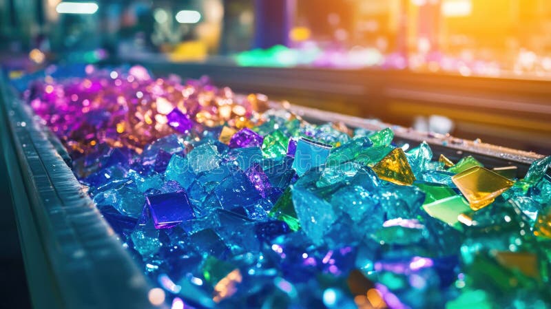 Vibrant Assortment of Colorful Glass Pieces in Industrial Setting Stock ...