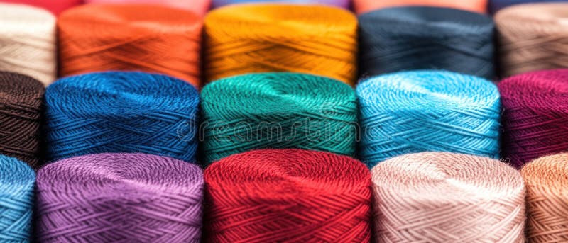 A Vibrant Assortment of Colorful Threads Stacked Neatly for Crafting ...