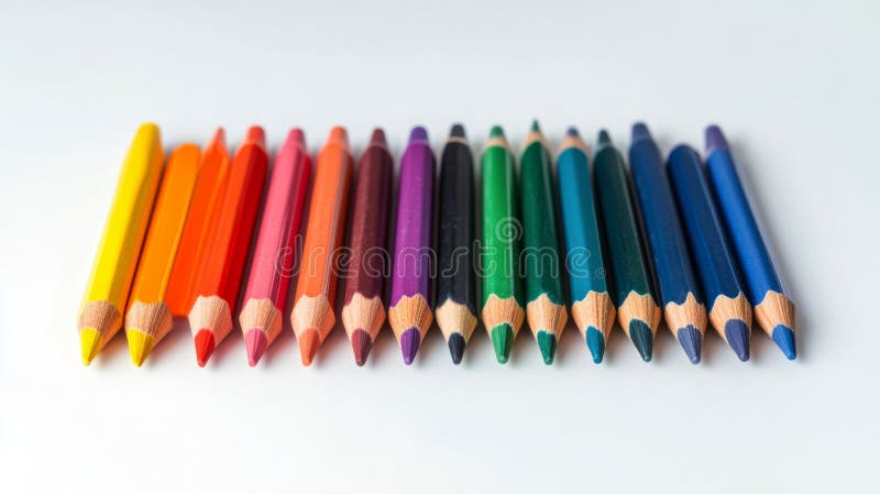 Colorful Collection of Crayons Arranged Neatly on a White Background ...