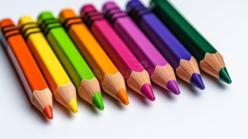 Colorful Collection of Crayons Arranged Neatly on a White Background ...