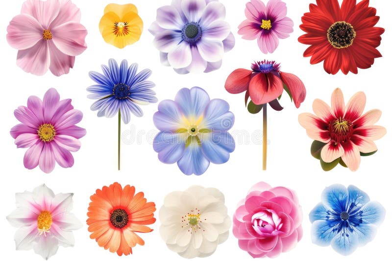 Vibrant Assortment of Flowers on a Clean White Backdrop. Perfect for ...
