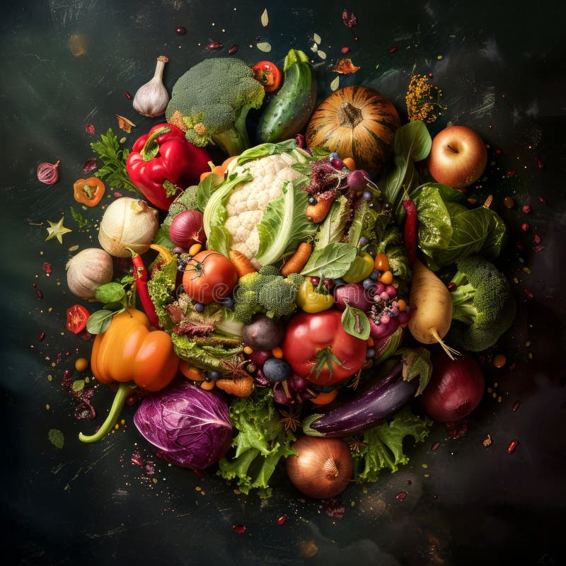 A Vibrant Assortment of Fresh Vegetables Arranged in a Circular Pattern ...