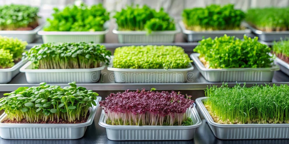 Vibrant Assortment of Freshly Grown Microgreens in Containers ...