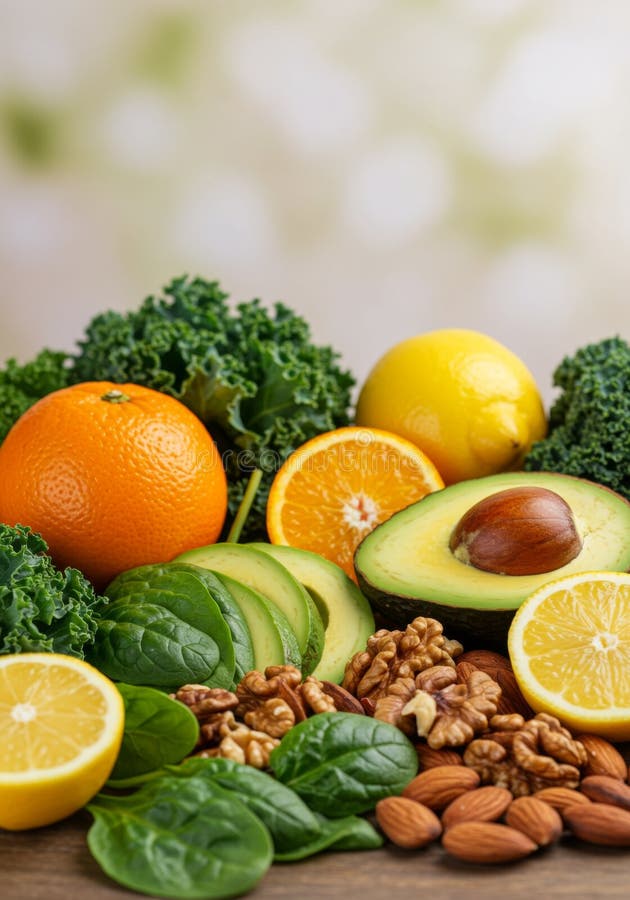 Vibrant Assortment of Healthy Foods Stock Illustration - Illustration ...