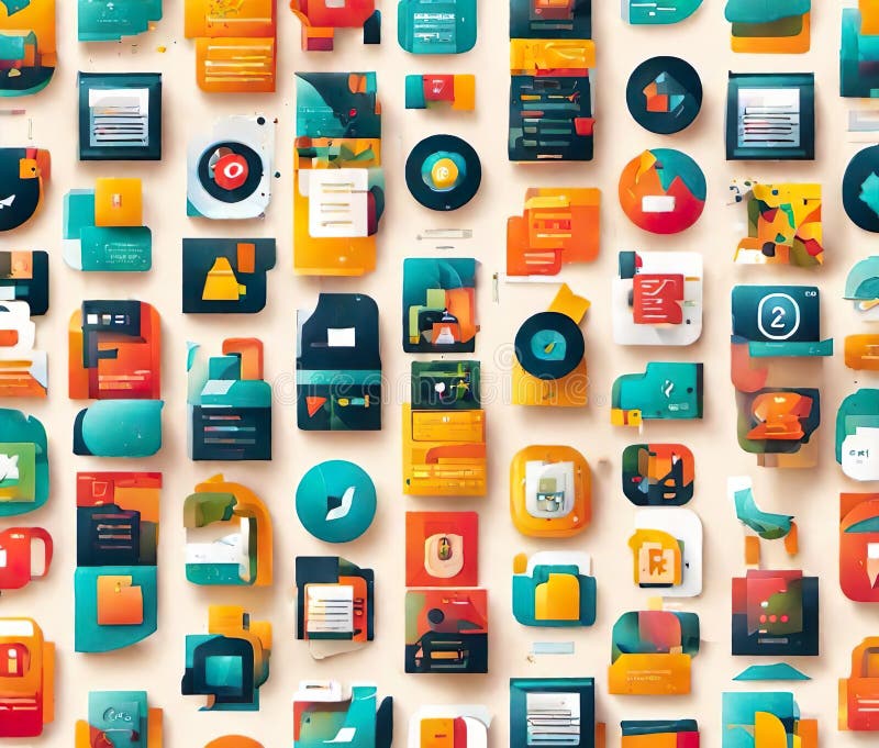 Vibrant Assortment of Icons Stock Illustration - Illustration of empty ...