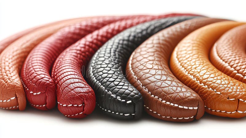 A Vibrant Assortment of Leather Rolls with Different Textures is ...