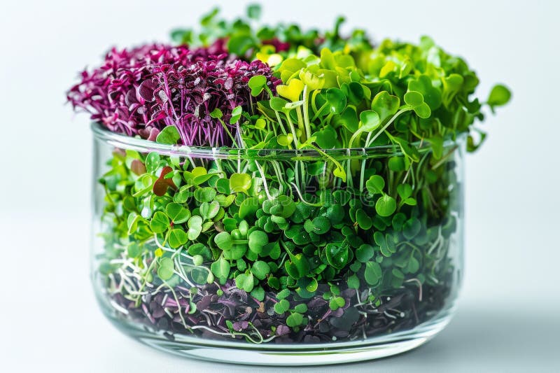 A Vibrant Assortment of Microgreens in a Transparent Container ...