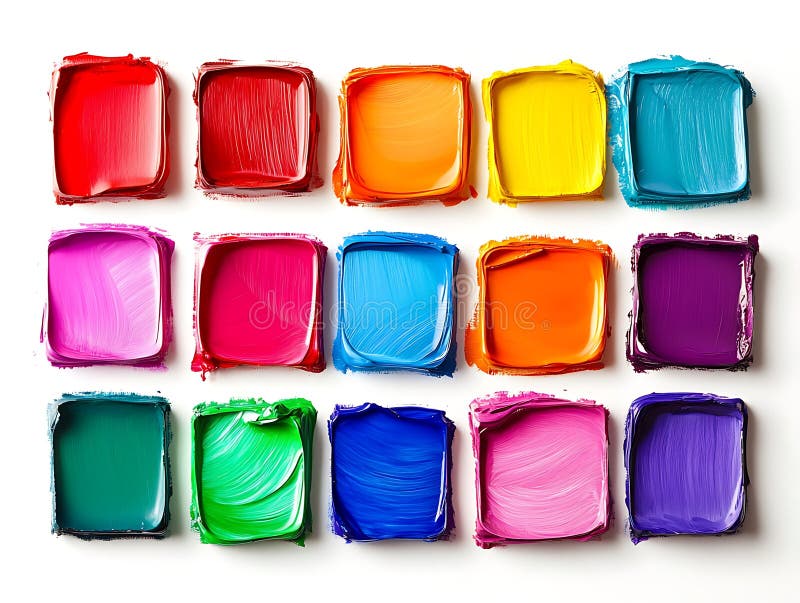 Vibrant Assortment of Paint Colors in Square Containers Stock ...