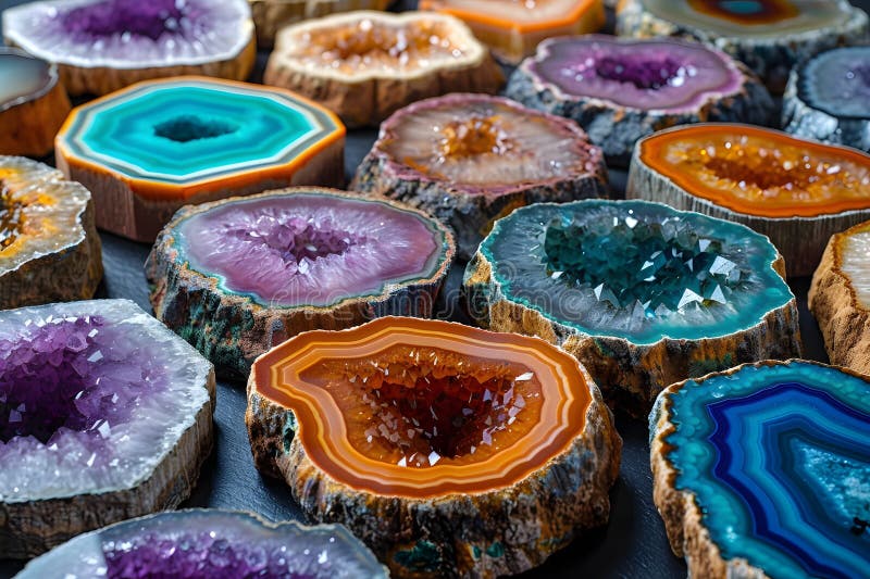Vibrant Assortment of Polished Geode Slices for Decor and Design ...