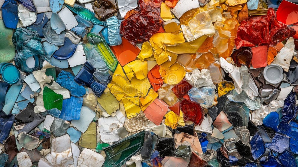 A Vibrant Assortment of Recycled Glass and Plastic Forms a Creative ...