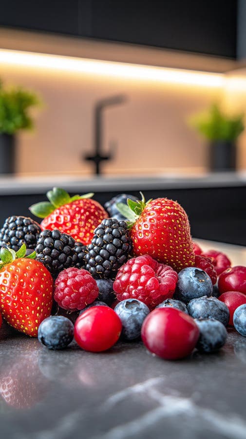 A Vibrant Assortment of Ripe Berries Including Raspberry, Cherry, and ...
