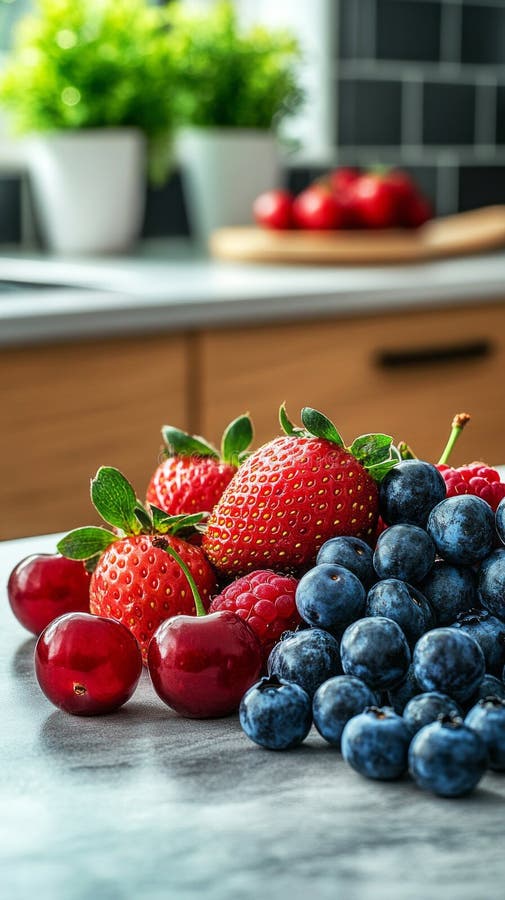 A Vibrant Assortment of Ripe Berries Including Raspberry, Cherry, and ...