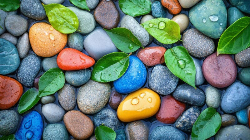 Vibrant Assortment of Rounded Rocks and Stones Surrounded by Lush ...