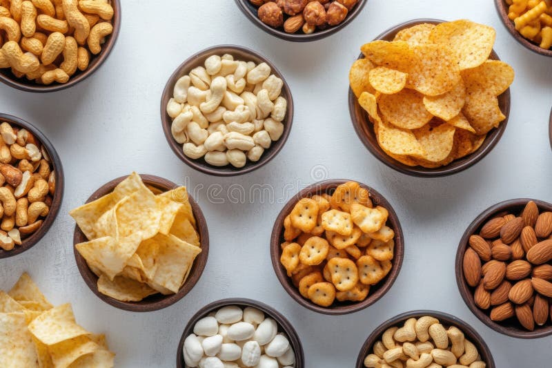 Assorted Snacks Treats Small Bowls Stock Photos - Free & Royalty-Free ...