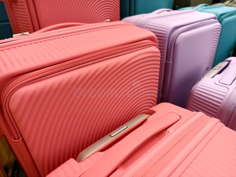 A Vibrant Assortment of Suitcases is Carefully Arranged in a Pile Stock ...