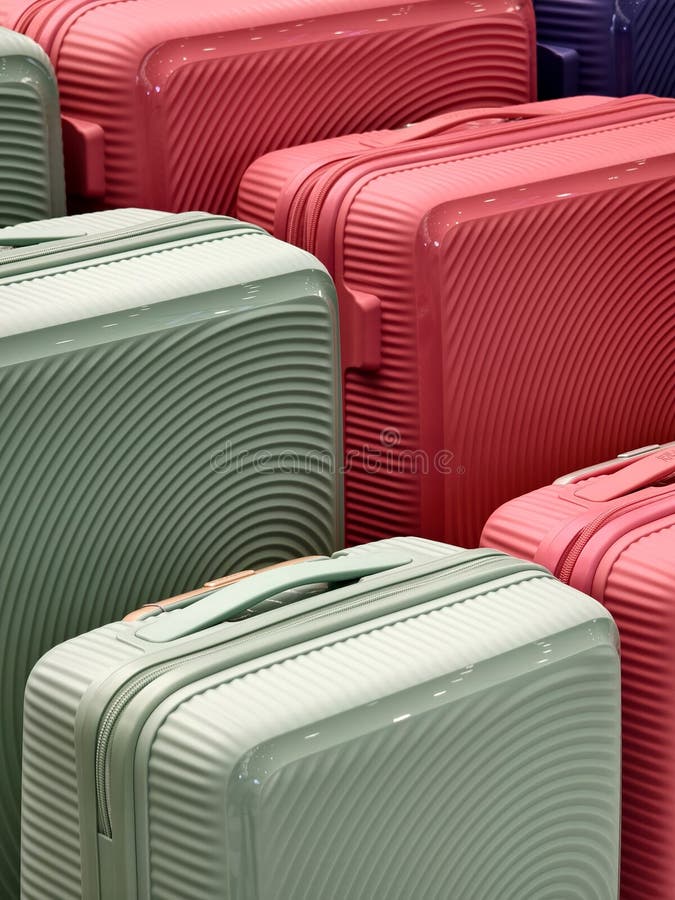 A Vibrant Assortment of Suitcases is Carefully Arranged in a Pile Stock ...