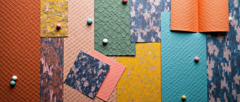 Colorful Textured Paper Collection Arranged on a Flat Surface Stock ...