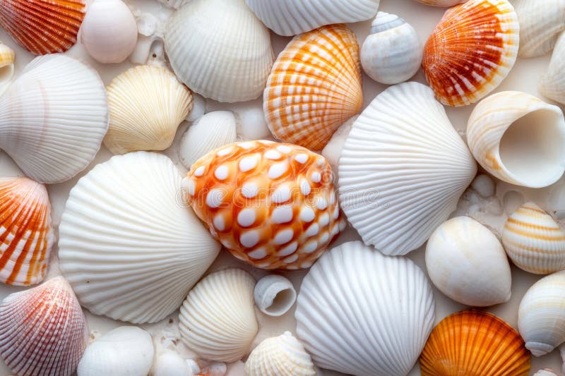 Vibrant Assortment of Various Seashells in Different Shapes, Sizes ...