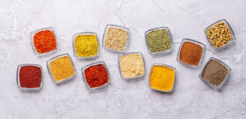 A Vibrant Assortment of Various Spices and Herbs Displayed Together ...