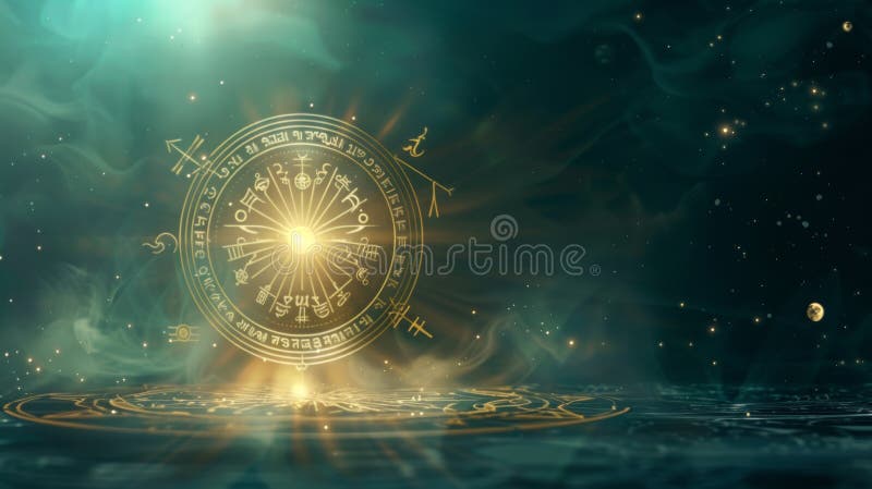 Ancient Astrological Clock with Mystical Symbols Celestial Background ...