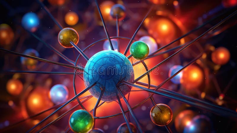 Vibrant atom background stock illustration. Illustration of spheres ...