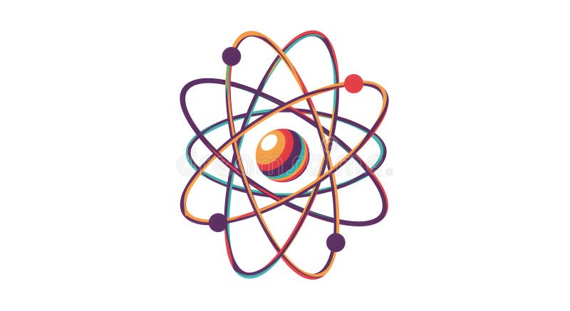 Vibrant Atom Model with Colorful Orbitals on White Stock Illustration ...