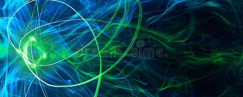Vibrant Atomic Energy Flow Visualization in Blue and Green Tones for ...