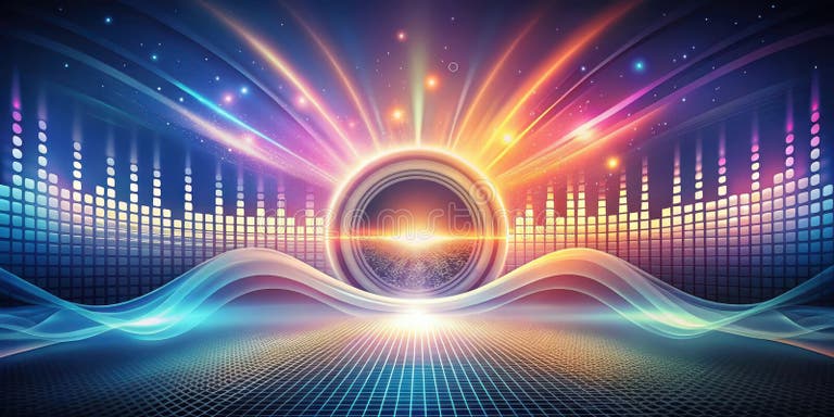 Vibrant Audio Spectrum Visualization Dynamic Waves and Glowing Circular ...