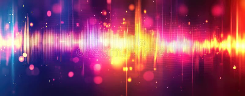 Vibrant Audio Wave Pattern in a Digital Landscape Stock Illustration ...