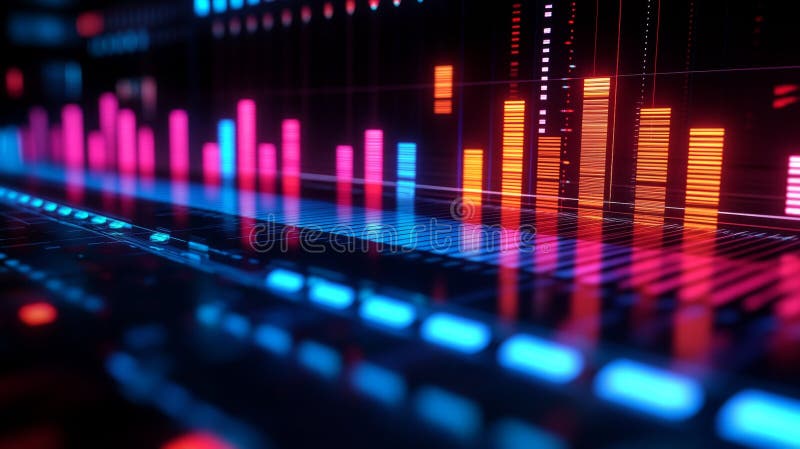 Vibrant Audio Waveform Visualization in Neon Colors and Lights Stock ...