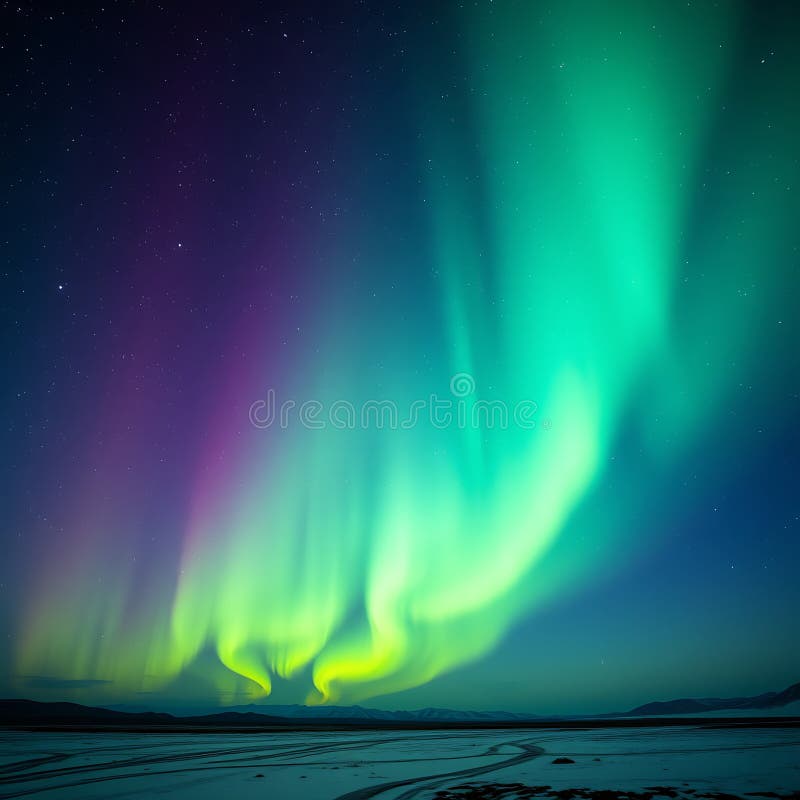 A Vibrant Aurora Borealis Stretching Across a Star Filled Sky Stock ...