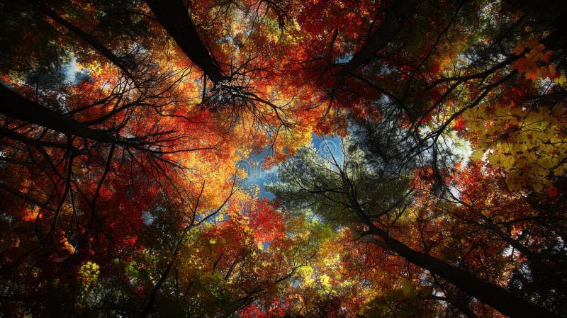 Vibrant Autumn Canopy: Trees Adorned with Colorful Fall Foliage Stock ...