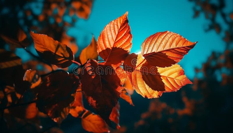Vibrant Autumn Colors on Close Up Maple Tree Branch in Forest Generated ...