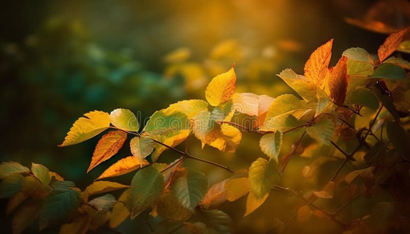 Vibrant Autumn Colors on Maple Tree Branch Generated by AI Stock ...