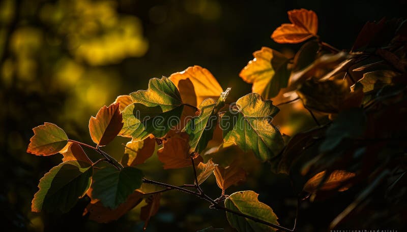 The Vibrant Autumn Colors Shine in the Forest Generated by AI Stock ...