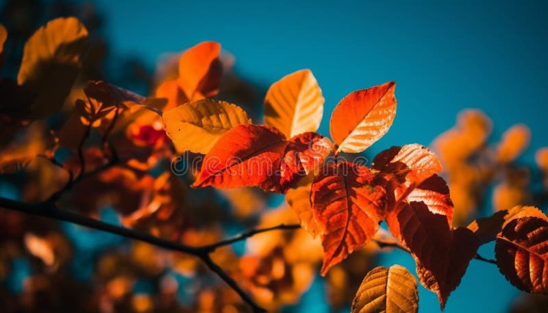 Vibrant Autumn Foliage on Maple Tree in Tranquil Forest Scene Generated ...