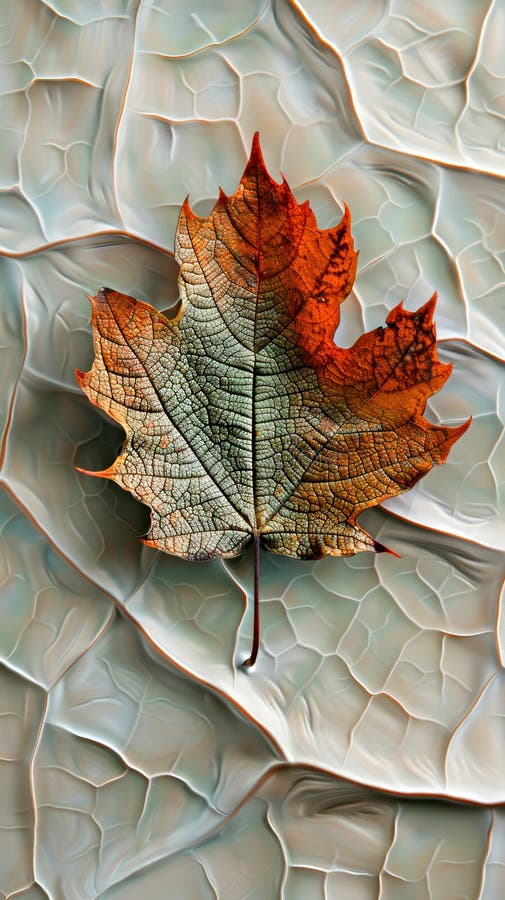Vibrant Autumn Leaf on Artistic Background with Detailed Texture and ...