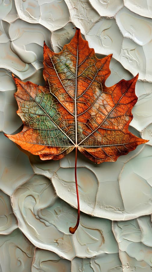 Vibrant Autumn Leaf on Artistic Background with Detailed Texture and ...