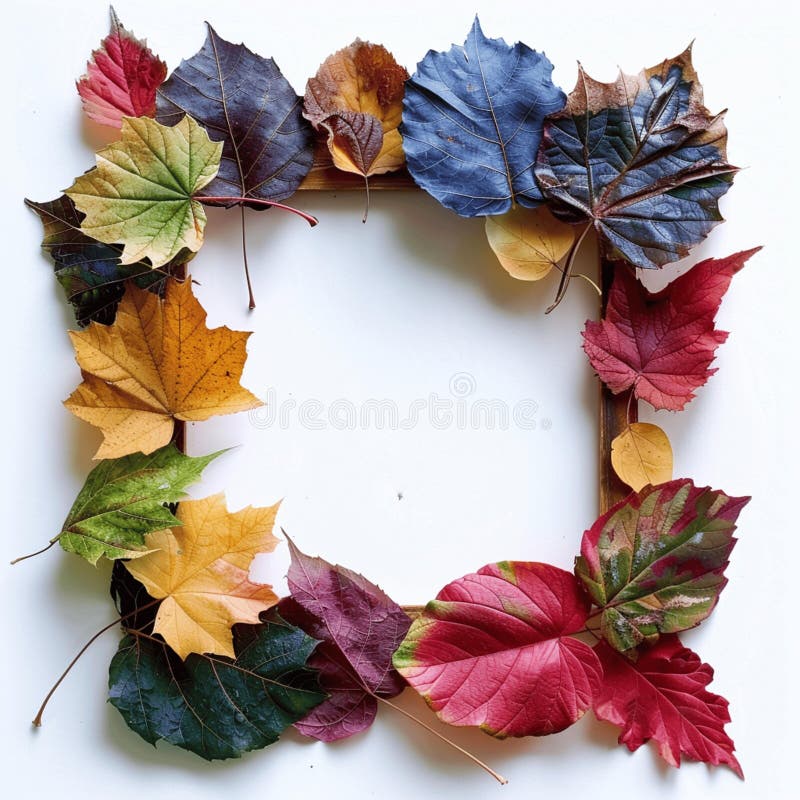 Vibrant Autumn Leaf Frame with Mixed Colors Stock Illustration ...